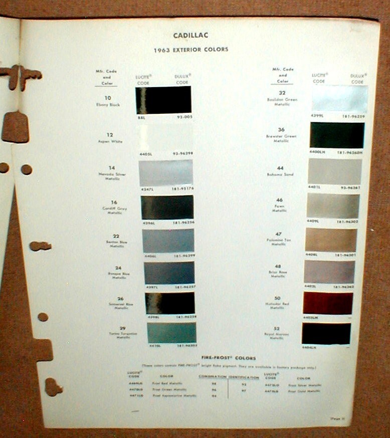 2014 Cadillac Paint Color Chart Paint Chips 2015 Cadillac XTS