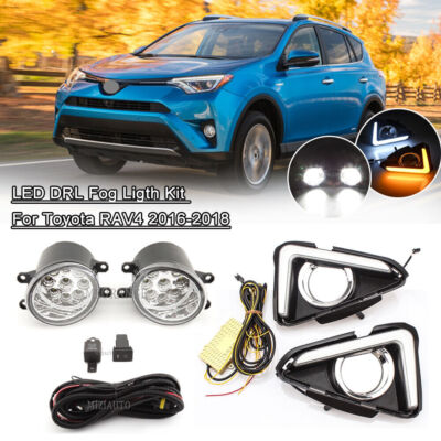 For 16-18 Toyota RAV4 LED Turn Signal DRL Daytime Running Fog Lights ...