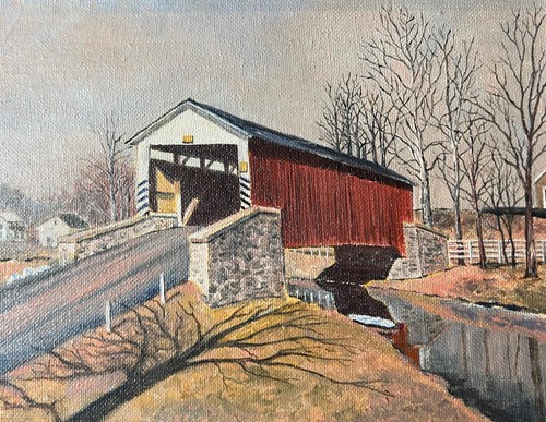 Art Oil Painting Erb's Covered Bridge Lancaster County Pennsylvania ...