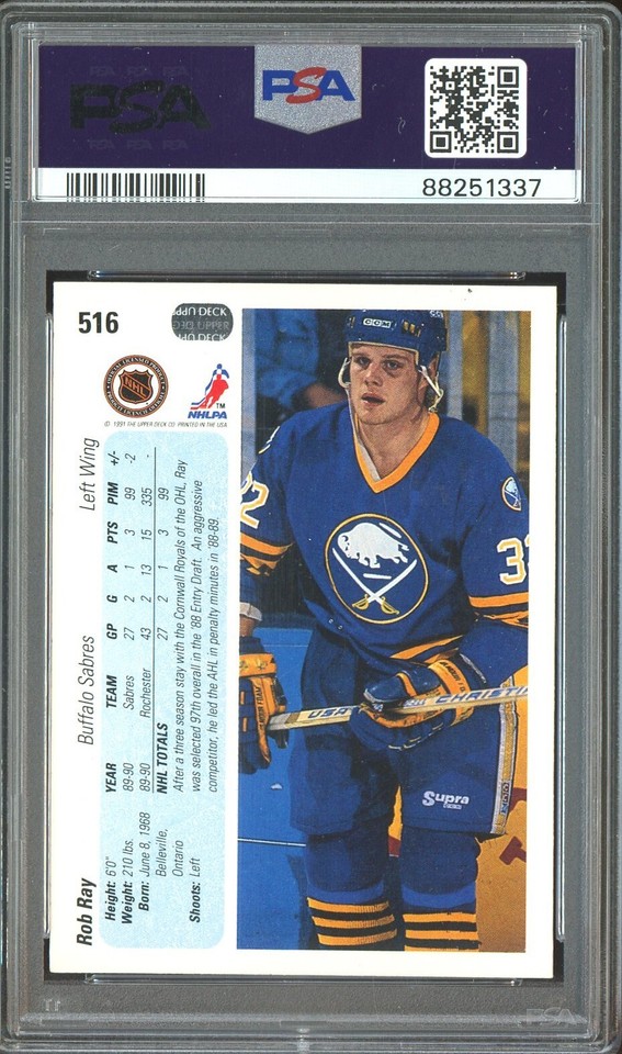 1990 UD Rob Ray PSA Authentic Auto 10 Rookie Auto | eBay