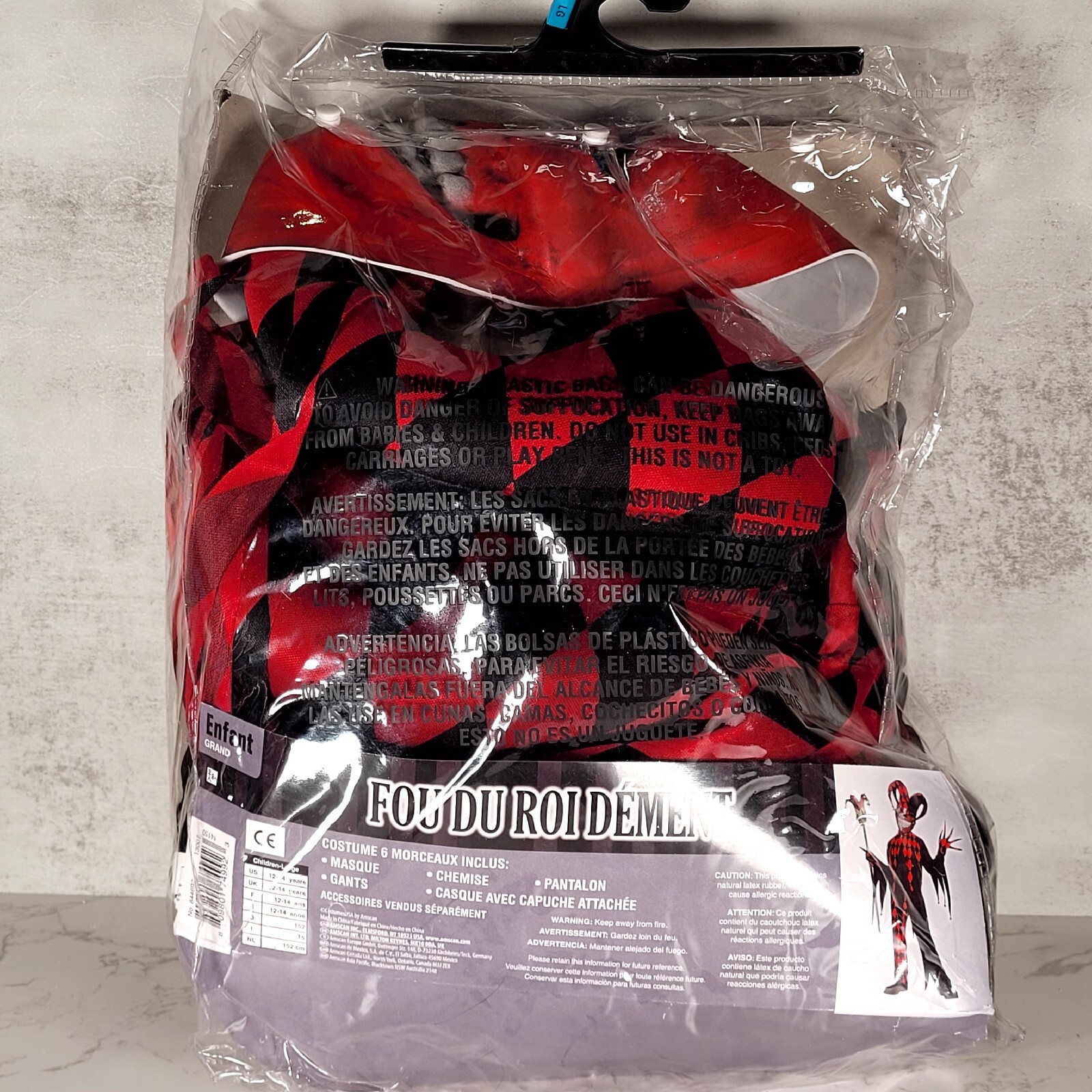 Sinister Jester Halloween Costume Child Size L 10-12 - Gem