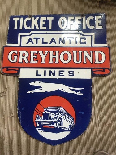 PORCELAIN GREYHOUND ENAMEL SIGN 36 INCHES | eBay
