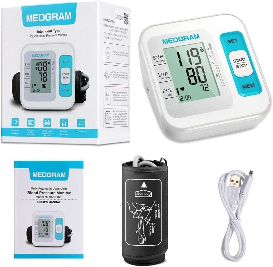 Upper Arm Blood Pressure Monitor Digital BP Cuff Machine Automatic ...