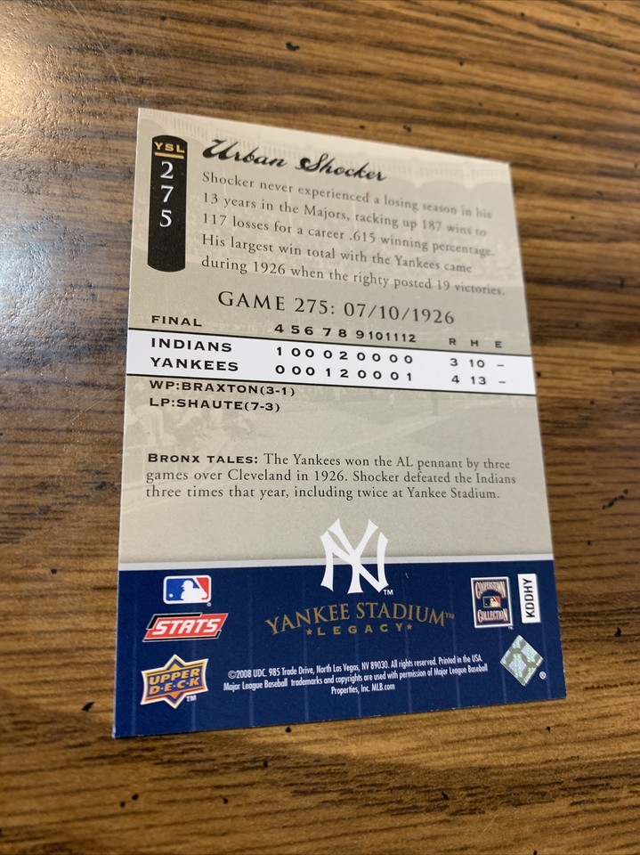 2008 Upper Deck Yankee Stadium Legacy Urban Shocker #275 | eBay