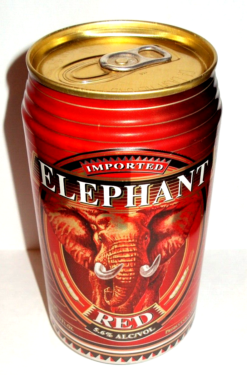 Vintage Imported Elephant Red Beer Can Pint Empty Bottom Opened | eBay
