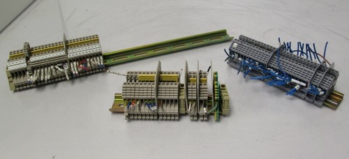 73 Assorted 1 & 2 Tier Terminal Blocks w/ 27 3/4" Rail *Sold as ...