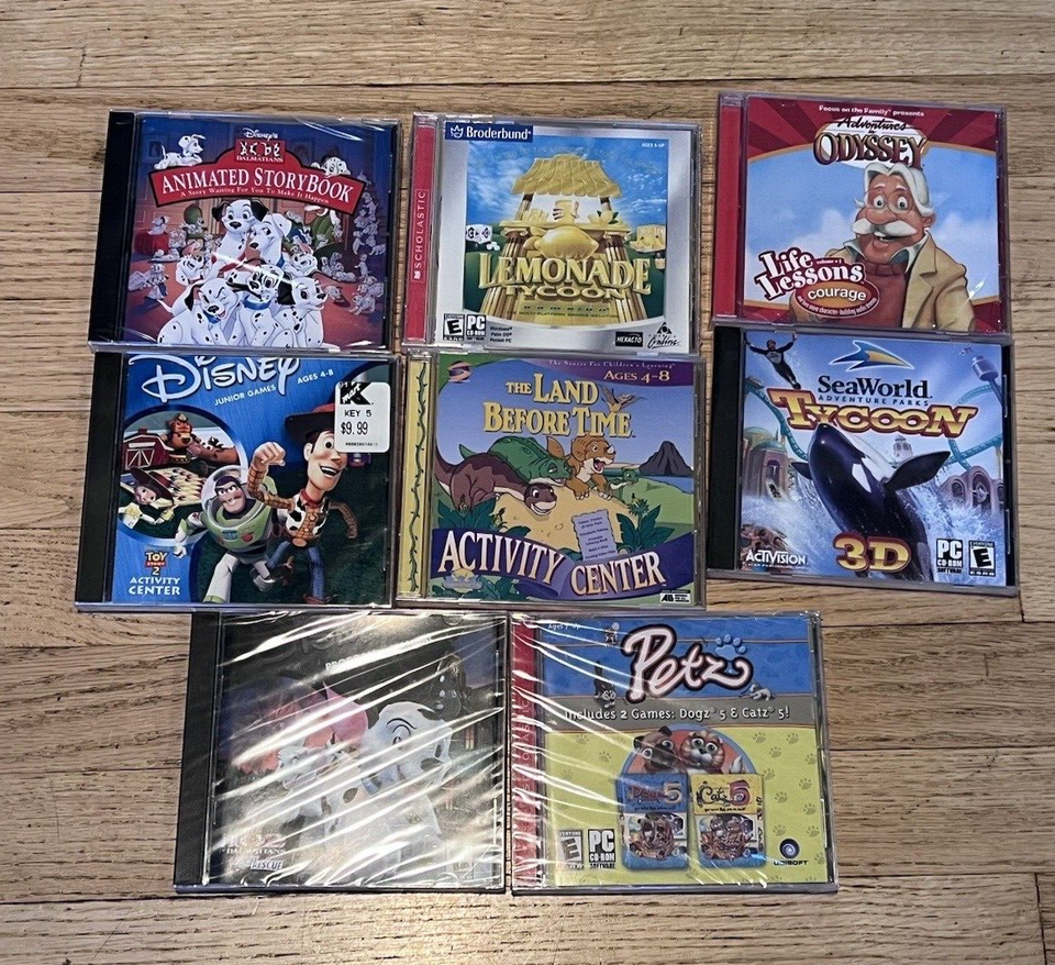 Vintage Disney & Kids/Educational Computer PC CD-ROM Video Game Lot of ...