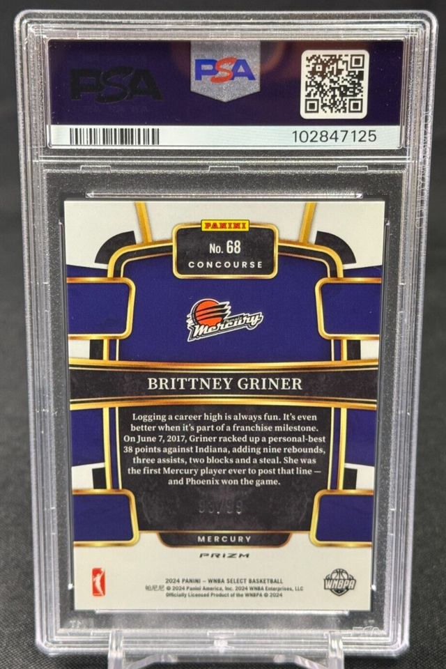 Brittney Griner /99 PSA 10 POP 1 Select WNBA 2024 White Prizm 68 ...