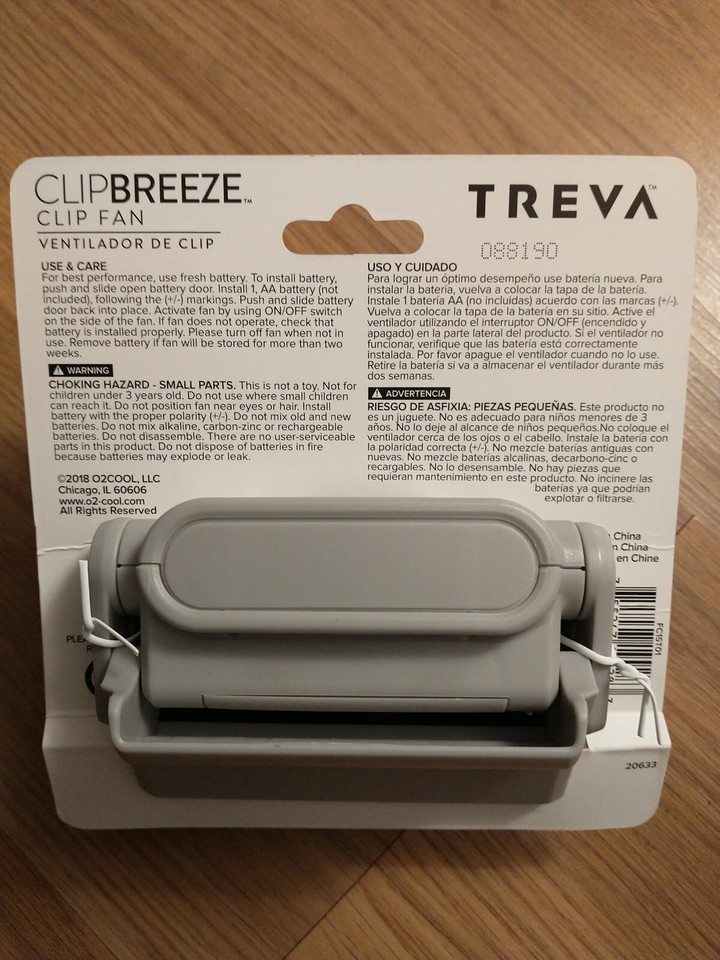 Treva ClipBreeze Personal Clip Fan / Color: Gray Brand New | eBay