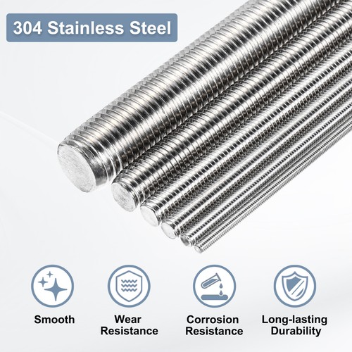 Fully Threaded Rod M22 x 250 2.5mm Pitch 304 Stainless Steel with Screw ...