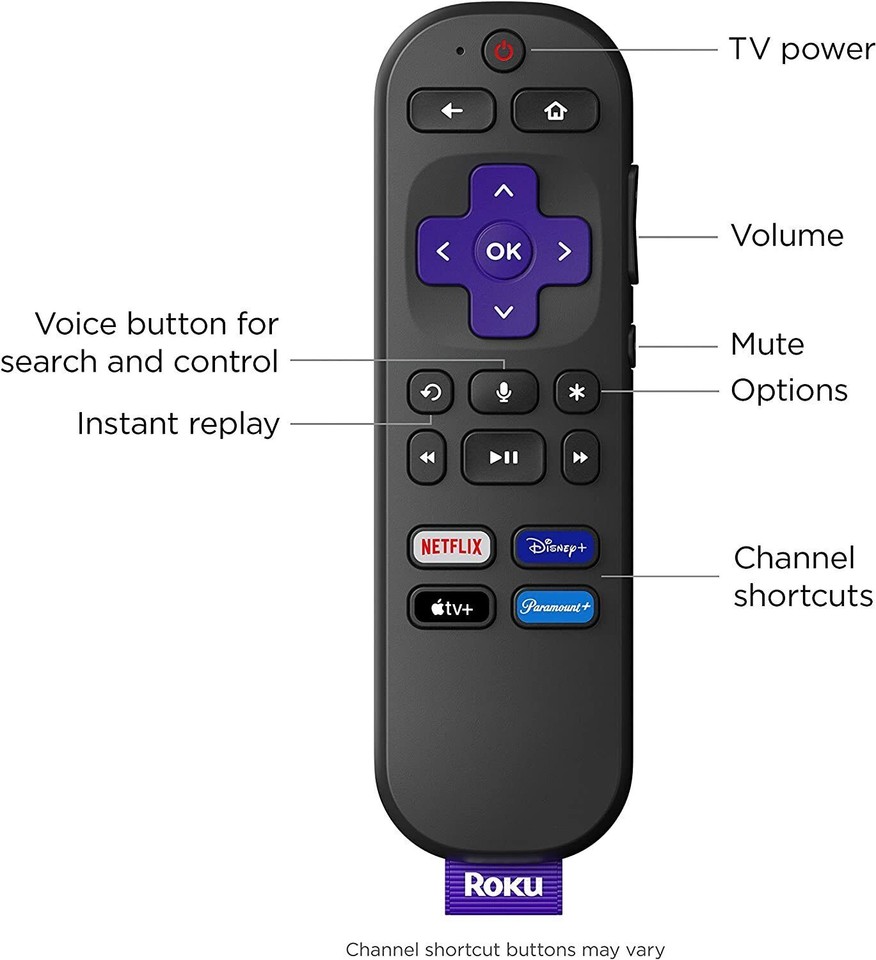 Roku Voice Remote-Compatible with All Roku Models (Channel Shortcuts ...