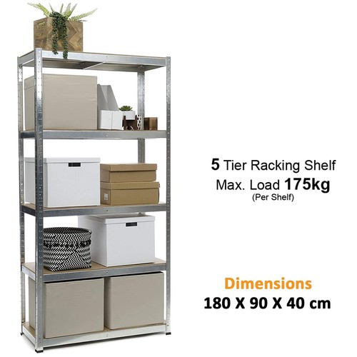 Garage Racking 5 Tier Shelving Unit Boltless Heavy Duty Metal Shelf ...