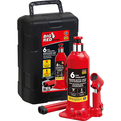 BIG RED 6 Ton Capacity, Hydraulic Welded Bottle Jack with Carrying Case ...