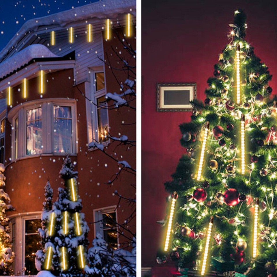 288/192 LED Solar Lights Meteor Shower Rain Tree String Light Xmas ...