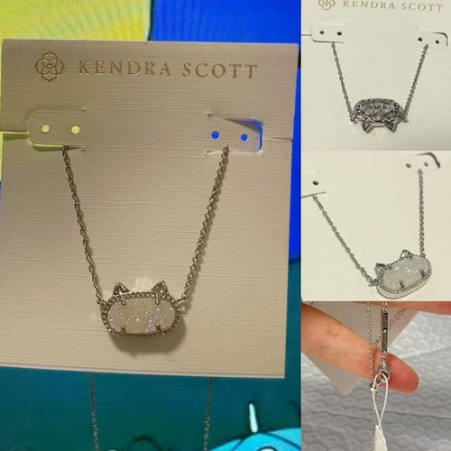 Kendra Scott Elisa Kitty White Cluster Pendant Necklace！ | eBay
