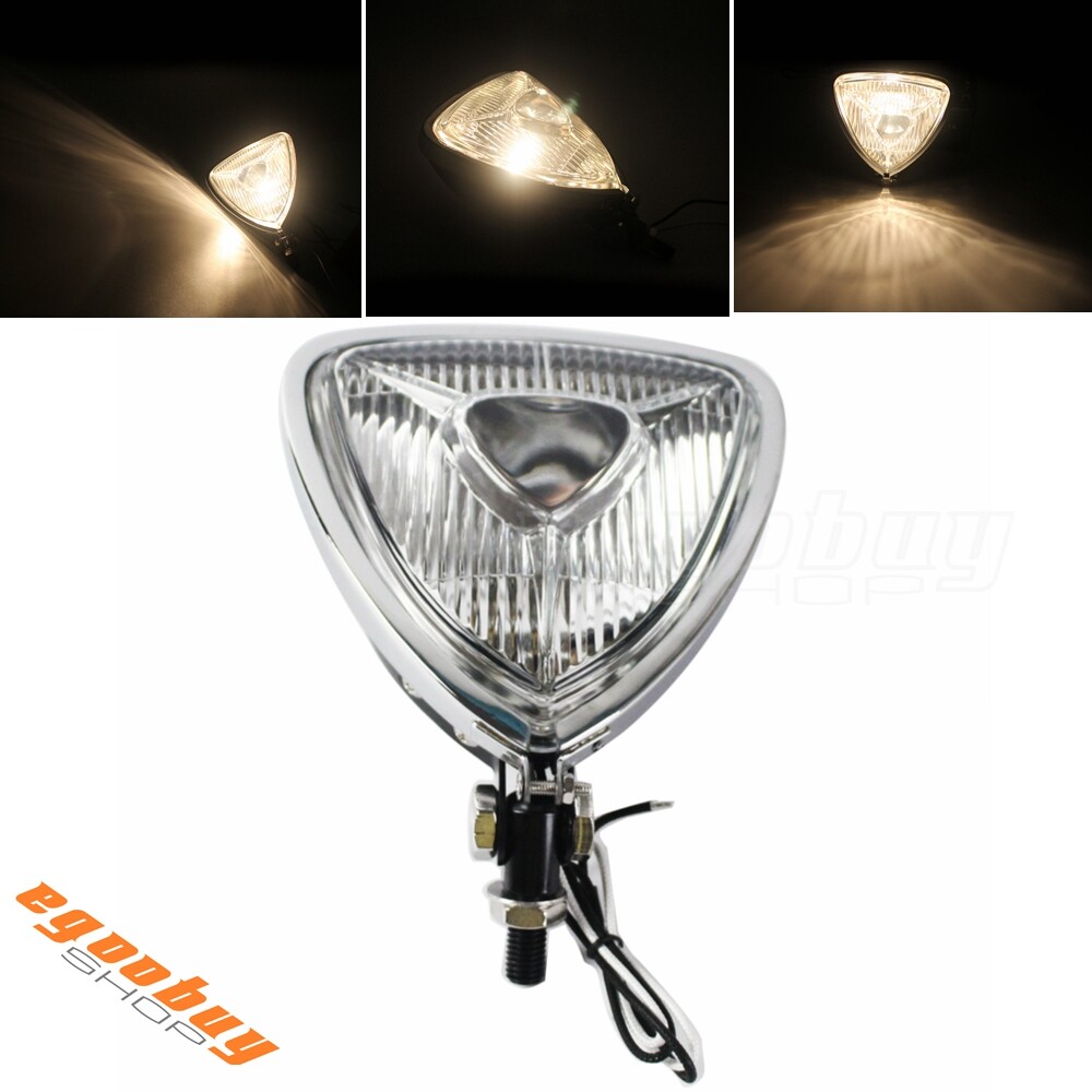 12V H3 Motorcycle Spot Light Headlight Lamp Retro Triangle For Cruiser ...