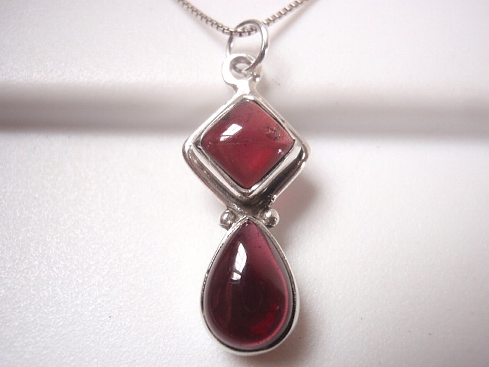 Garnet Double Gem 925 Sterling Silver Necklace | eBay