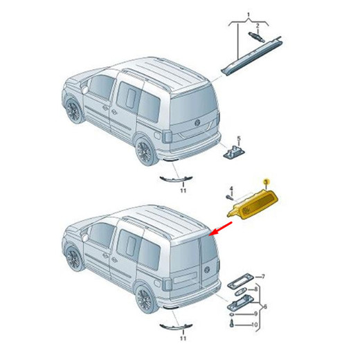 Genuine Volkswagen CADDY 2016-2017 Third Stop Brake Light 2K0945087G | eBay