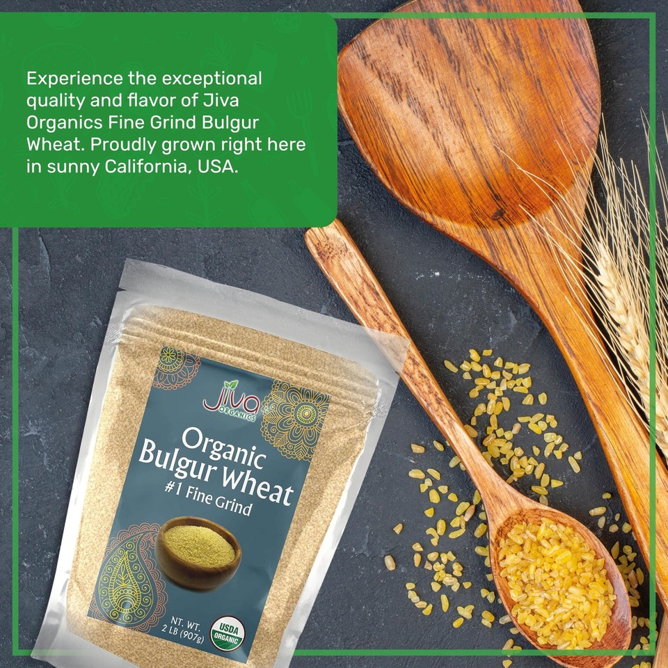 Jiva Organic Bulgur Wheat Fine #1 2 LB - Non-GMO, Grown in USA, 100% ...