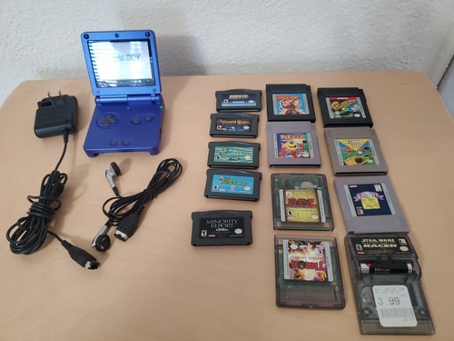 Nintendo Gameboy Advance SP Blue Lot + 13 Games + Headphones - Tested ...