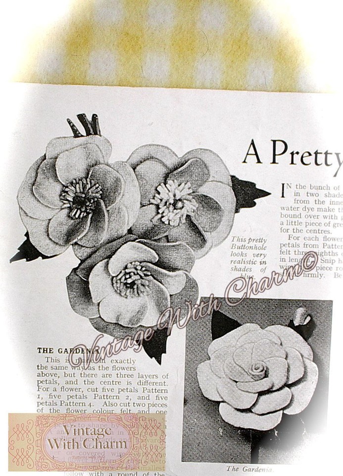 Vintage 1940's Felt Craft Pattern For Felt Brooches & Necklaces. | eBay UK