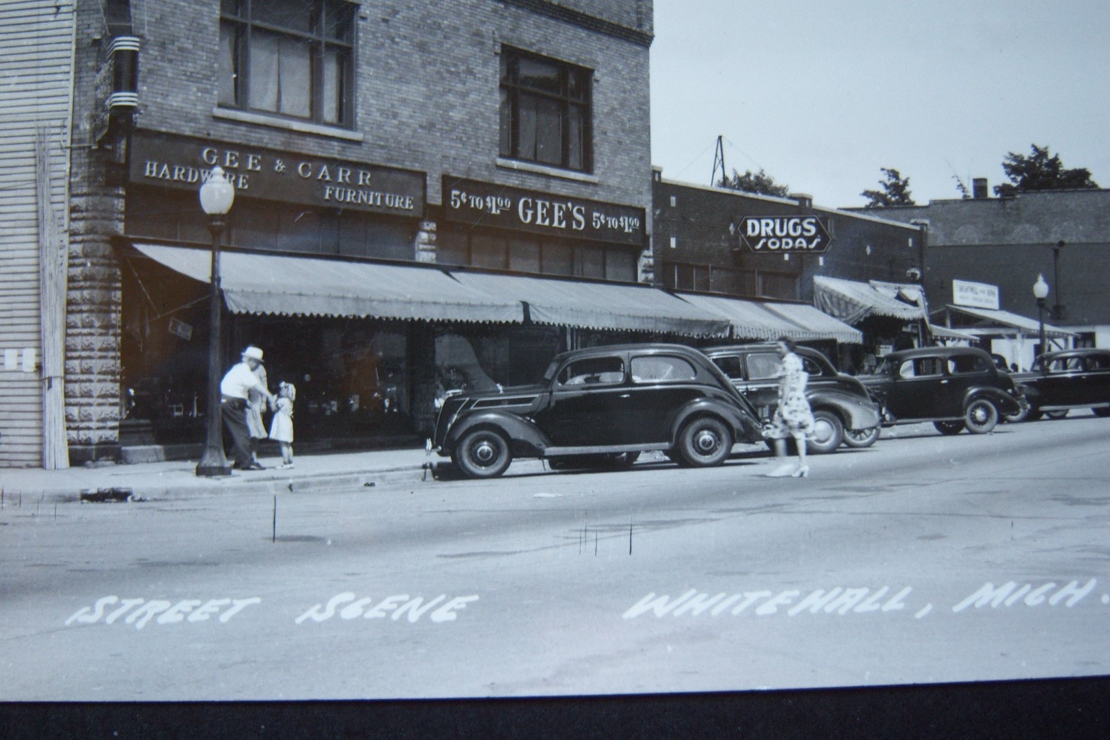 Street Scene WHITEHALL, MICHIGAN postcard RPPC circa 1948 Gee & Carr ...