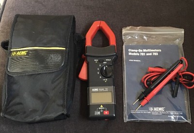 AEMC MODEL 701 CLAMP-ON METER With Leads Manual And Case Free Shipping ...