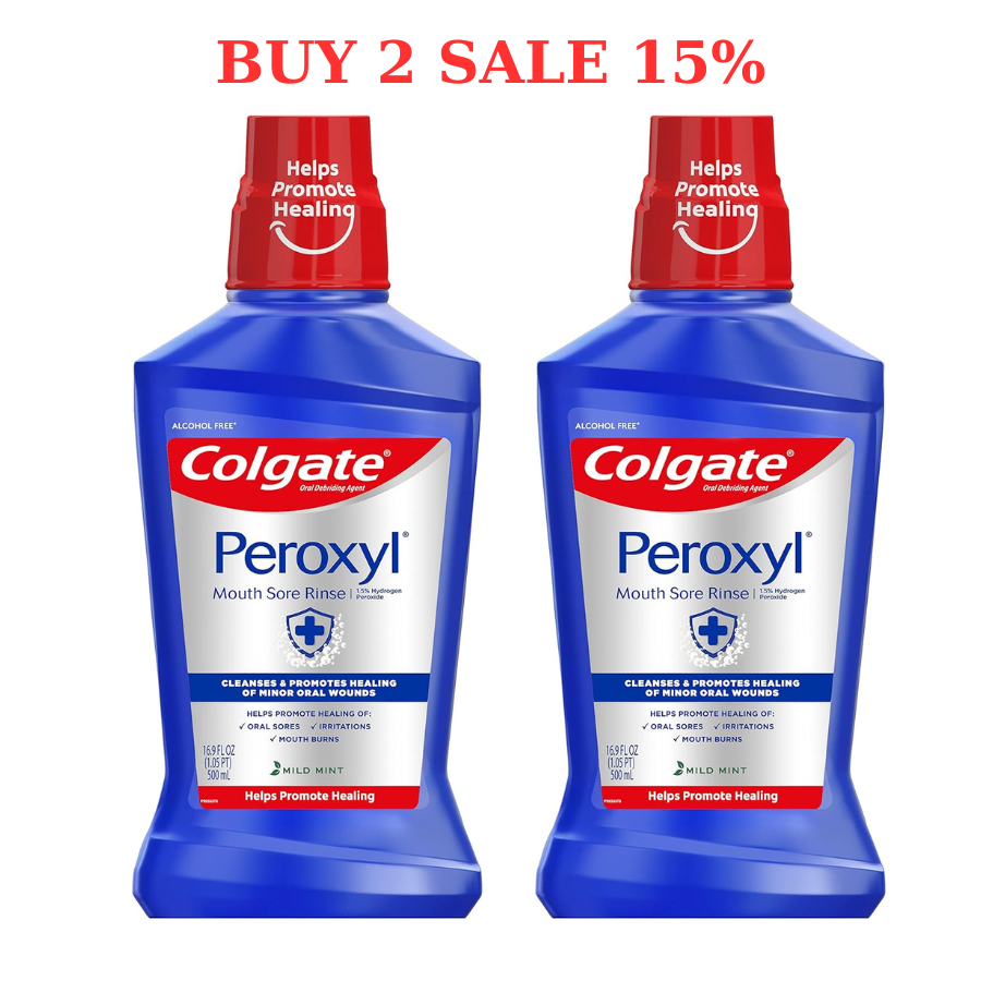 Colgate Peroxyl Antiseptic Mouthwash and Mouth Sore Rinse Mild Mint 16. ...