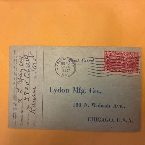 1927 2 Cents Postal Stamp,oriskany Saratoga, Spark plug Order Card,Post ...