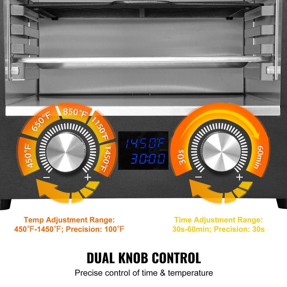 Stainless Steel 1800W Infrared Grill 1450°F 6-Tier Rack & Dual Controls ...