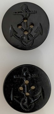 2~Vintage U.S. Navy Pea Coat Buttons Anchor Black Plastic Military ...
