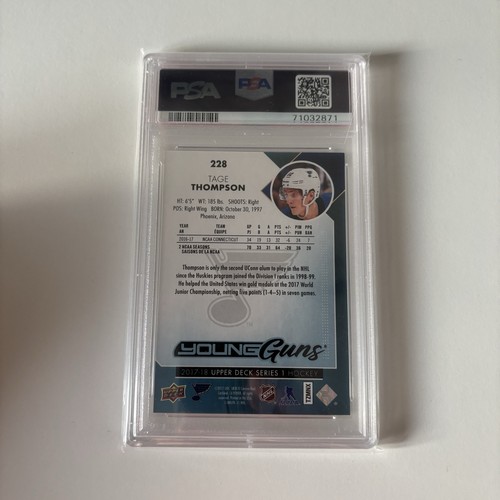 2017-18 Upper Deck Tage Thompson Young Guns YG Rookie RC #228 PSA 10 ...