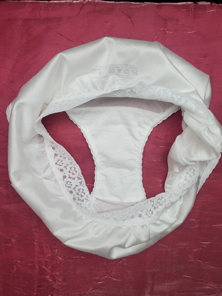 Vtg Sheer Hi Panties Shiny Silky Nylon Gusset Lace Sz 6 Sissy Sexy