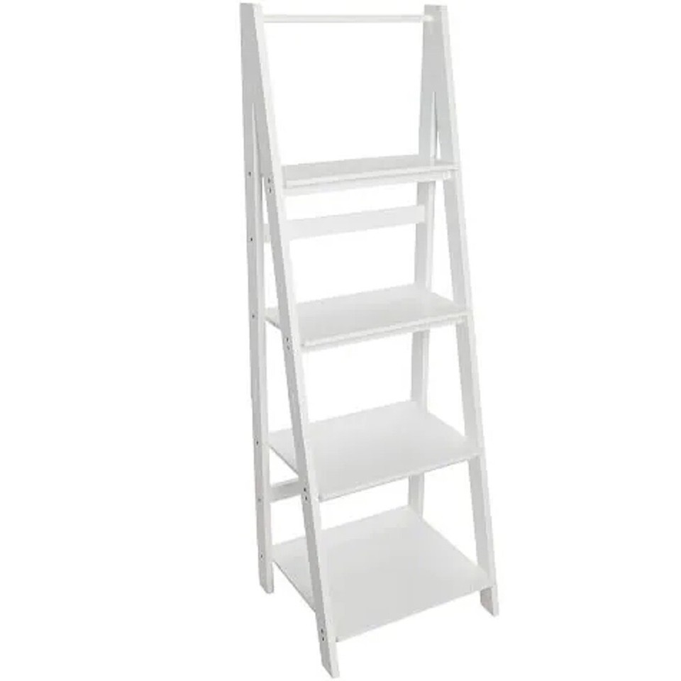 Classic Ladder Shelf Bookcase Cabinet Furniture WHITE Ladder Shelving ...