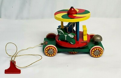 Vintage Brio CAROUSEL HORSE Merry-Go-Round Wooden Pull Toy #30347 ...