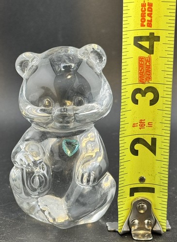 Fenton Art Glass March Birthday Birthstone Aquamarine Blue Heart Bear ...