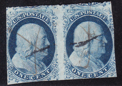 US Scott 7 old 1c Franklin imperf Type II pair U/F CV $375 | eBay
