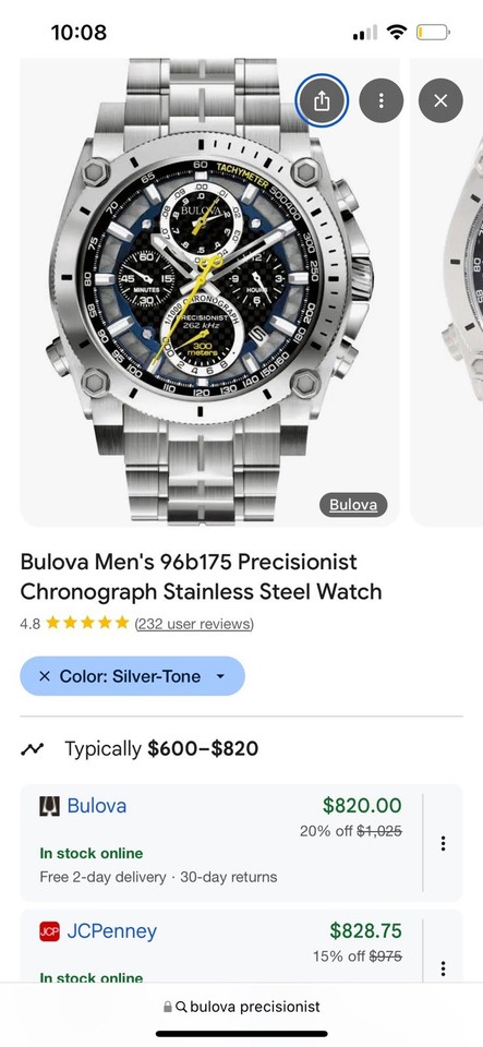 Bulova Precisionist 96B175 Wrist Watch for Men | eBay