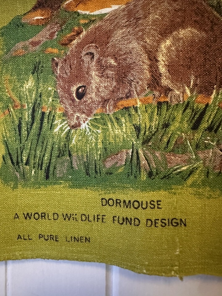 Vintage WWF 1970s Irish Linen Ulster animal Tea Towel world wildlife ...