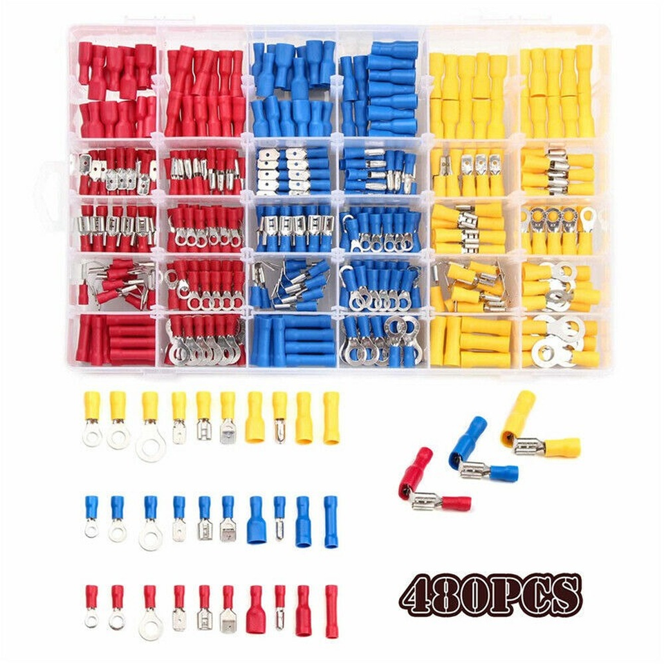 1200pcs Assorted Insulated Electrical Wire Terminals Crimp Connectors ...