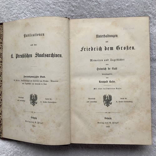 GERMAN MEMOIRS & DIARIES OF HEINRICH DE CATT WITH FREDERICK THE GREAT ...