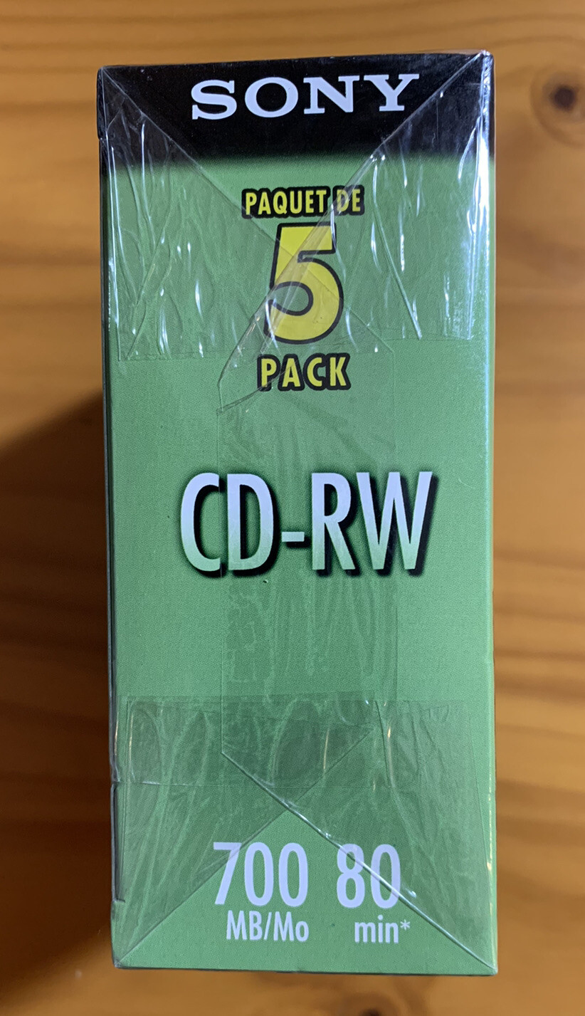 New & Sealed! Sony CD - RW 5 Pack Blank Discs 700MB 80Min Rewritable ...