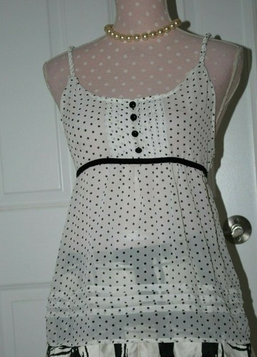 Xhilaration Tank Top Small White Polka Dot Spaghetti Strap Camisole | eBay