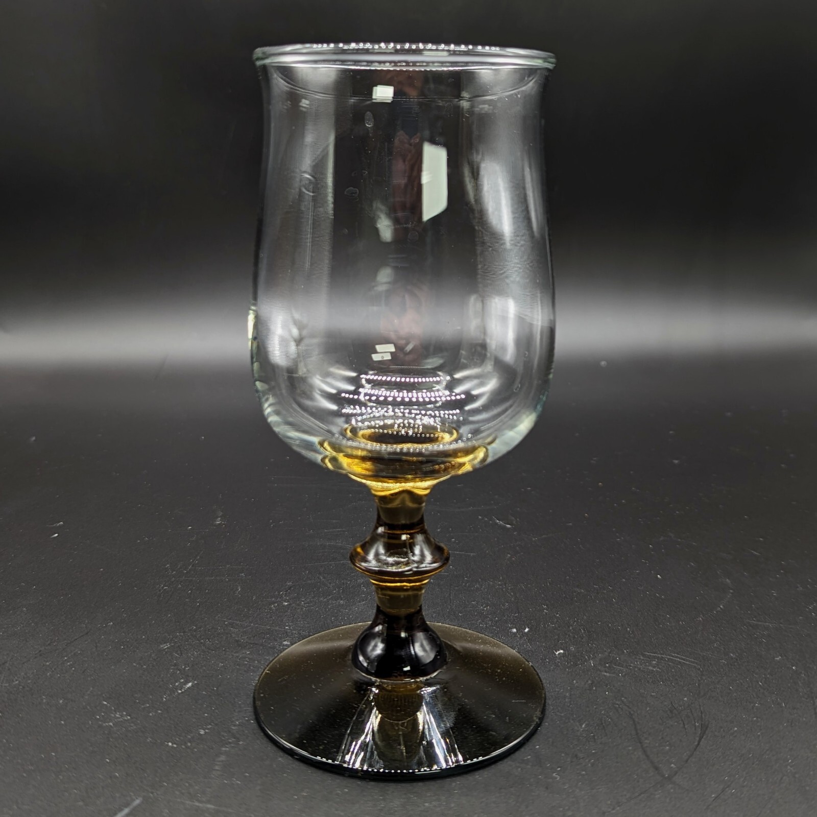 Vintage Libbery Tulip Wine Glass Goblet Set of 2 Brown Stemmed Pair 6.5 ...