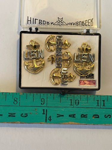 Vintage USN CPO Collar Insignia Set Hilborn Hamburger Gold-Silver ...