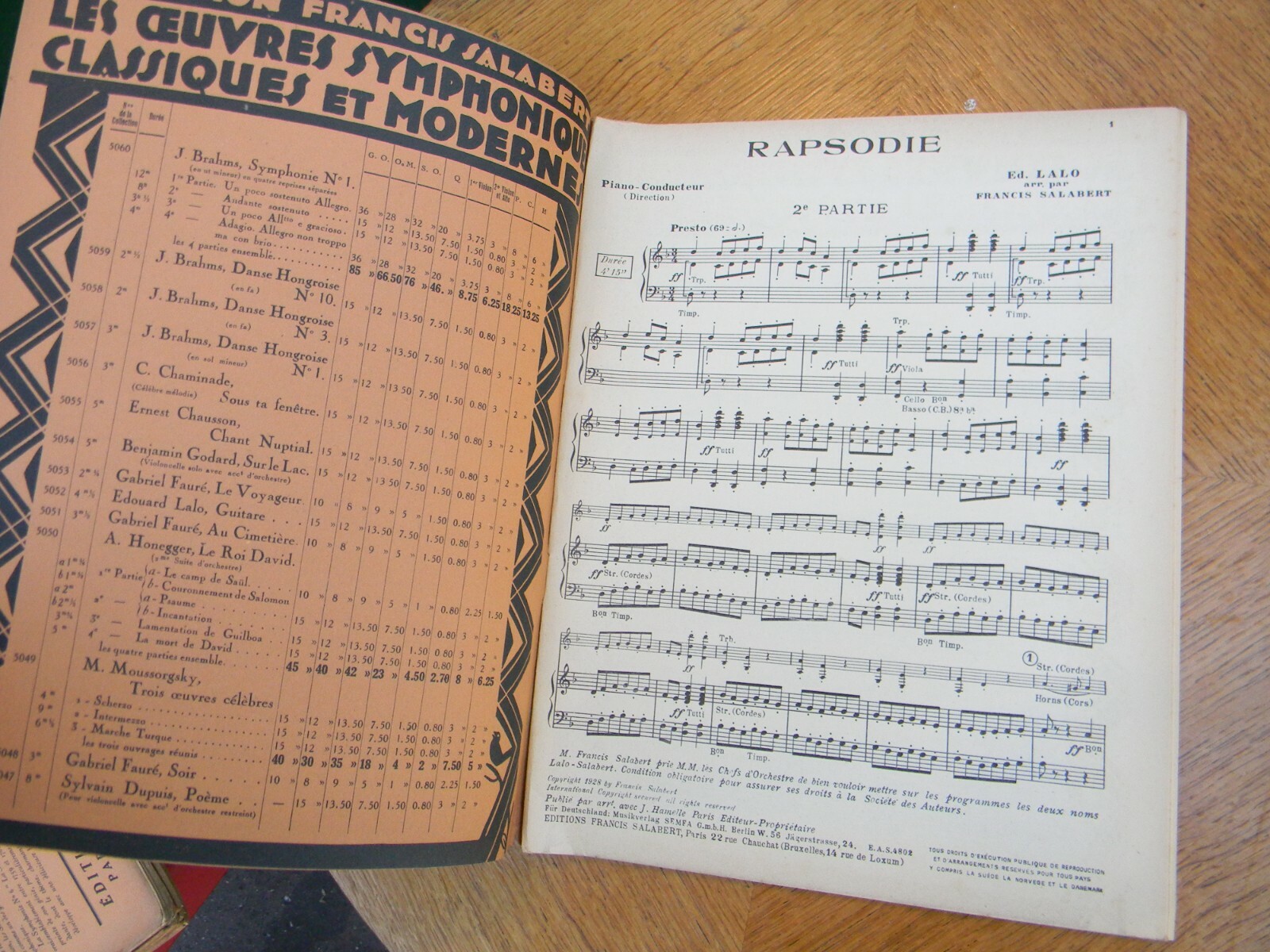 Partitur Rhapsodie Edouard Lalo Salabert Sheet Music 2 Eme Teil | eBay