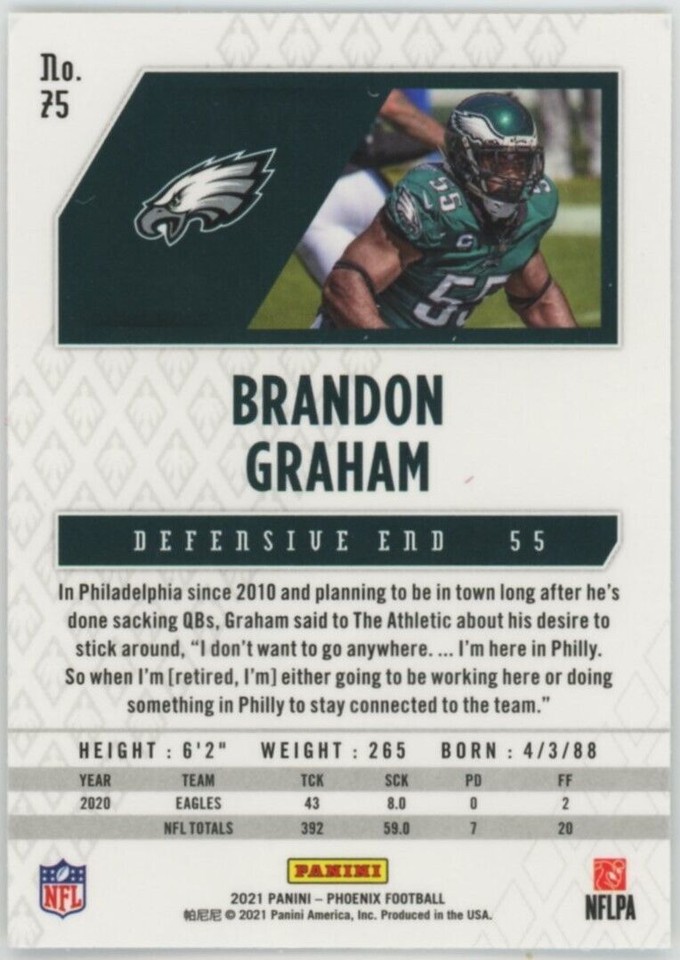 2021 Panini Phoenix Brandon Graham Fire Burst Parallel Philadelphia ...