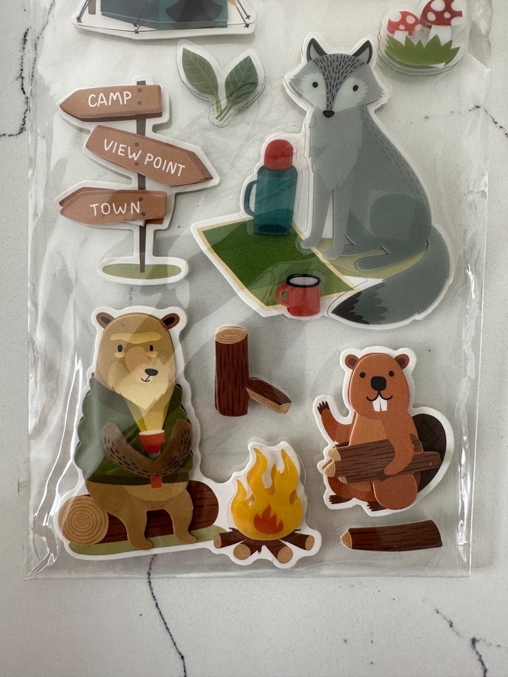Recollections 3-D Camp Grounds Tents Fox Bear Squirrel Fire Wood Signs ...