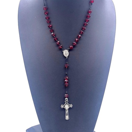 Faceted Crystals Beads Cross Pendant Y-Drop Lariat Necklace 21.5 Inches ...