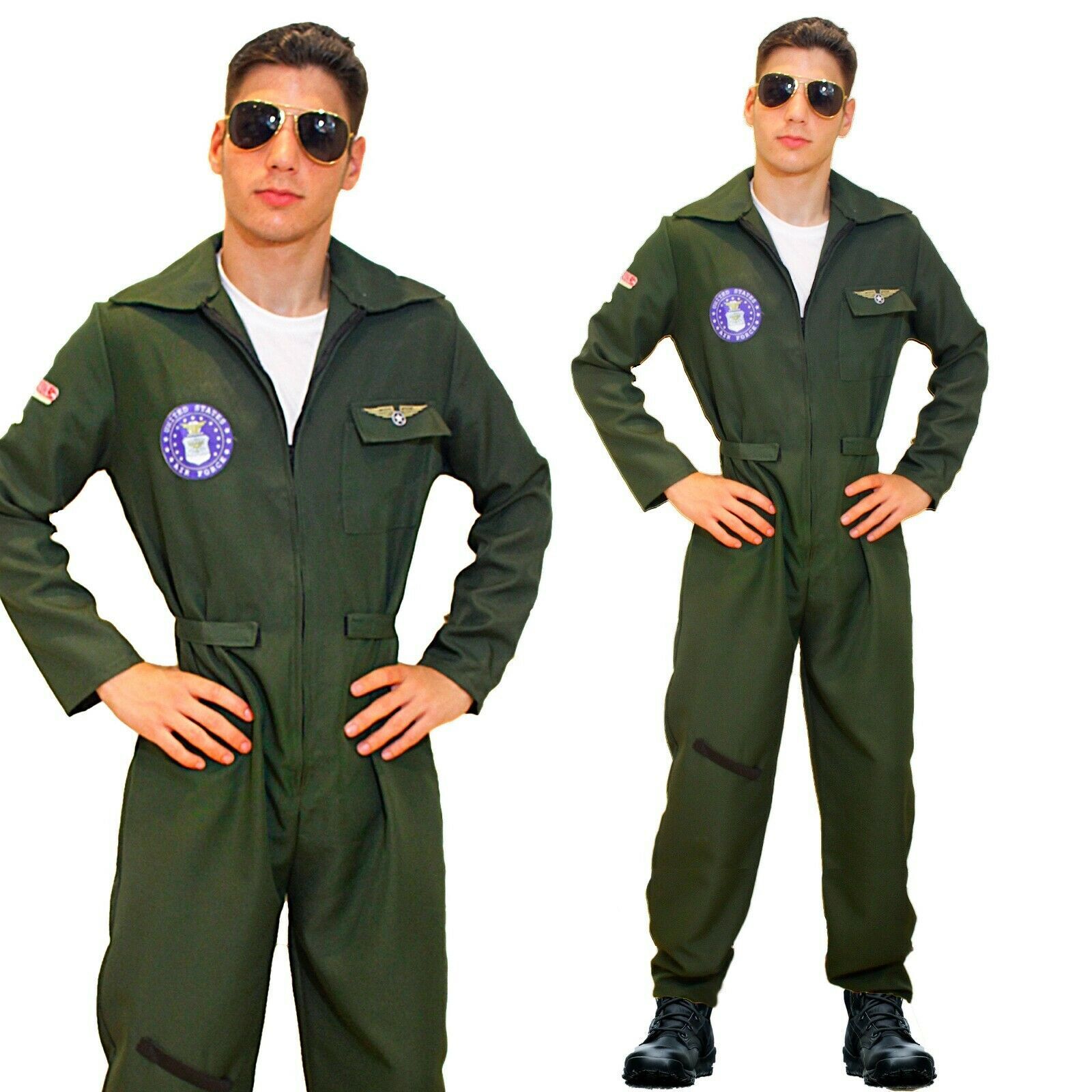80s Gun Aviator Costume Top Shot Pilot Flying Uniform 80s Mens Fancy ...